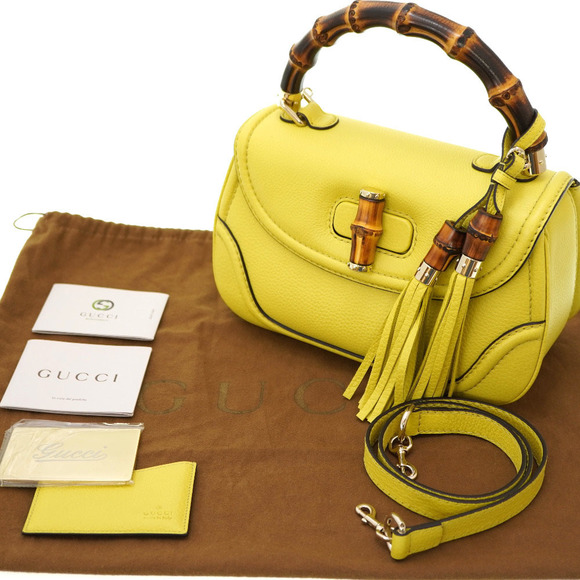 Gucci | Bags | Gucci Yellow Tote Leather Bamboo Bag | Poshmark